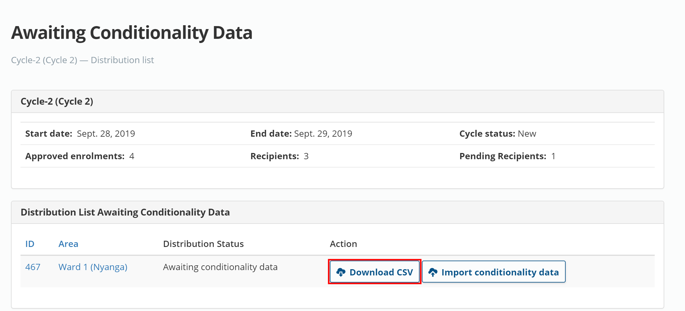 Importing Conditionality Data