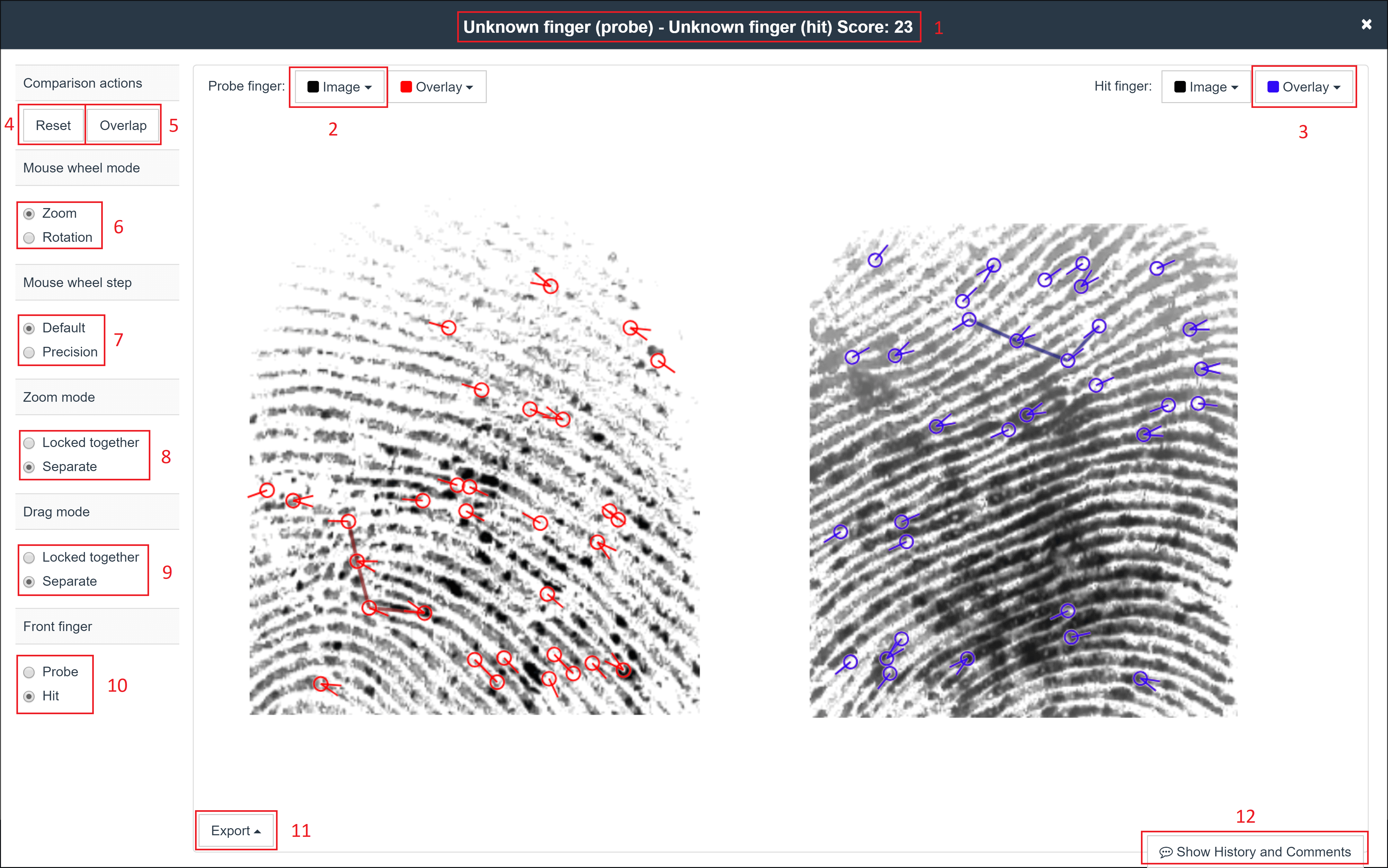Fingerprint Comparison Page Fingerprint Comparison Page