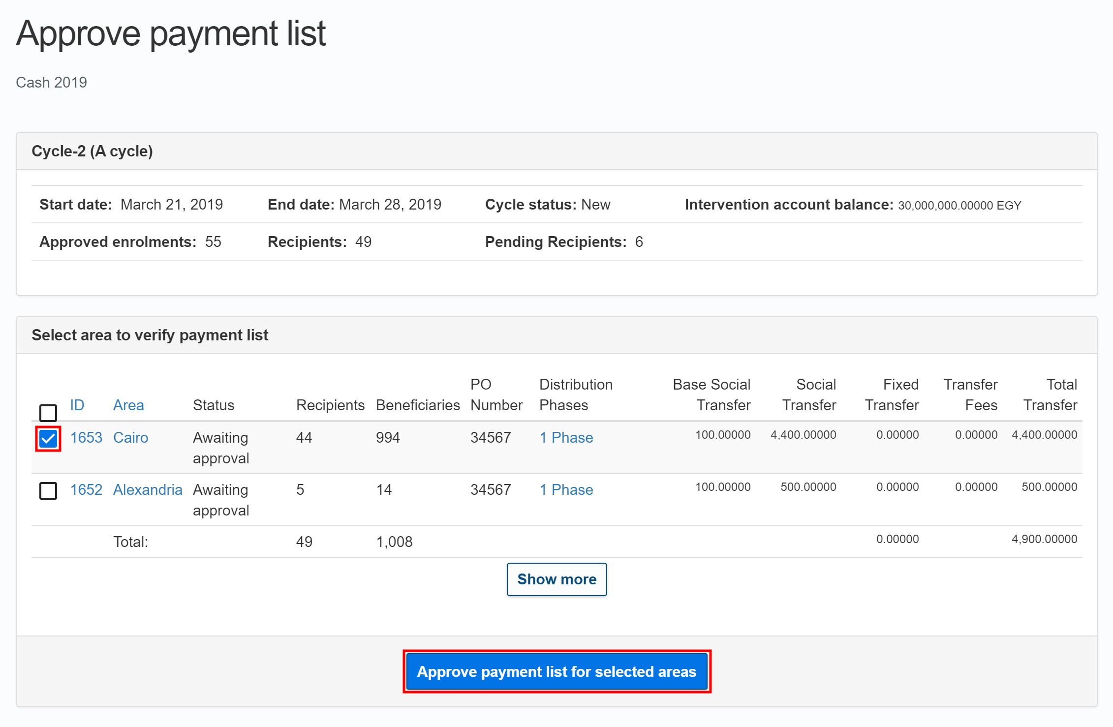 Approving a Payment List