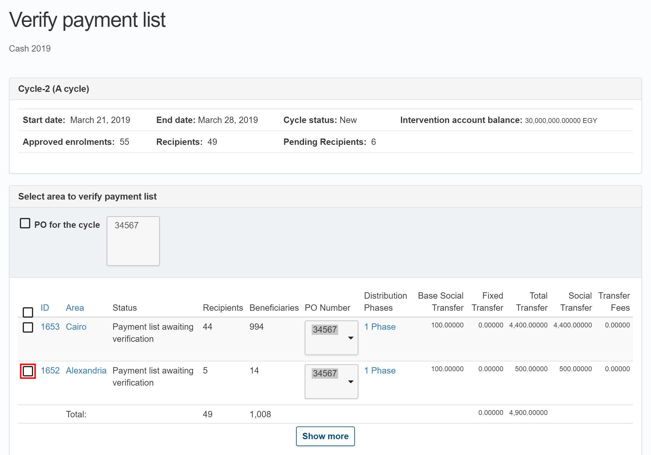 Verifying a Payment List